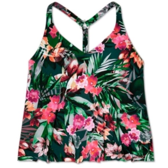 Aqua Green | Swim | Nwot Aqua Green Tropical Floral Swim Top Size 26w ...